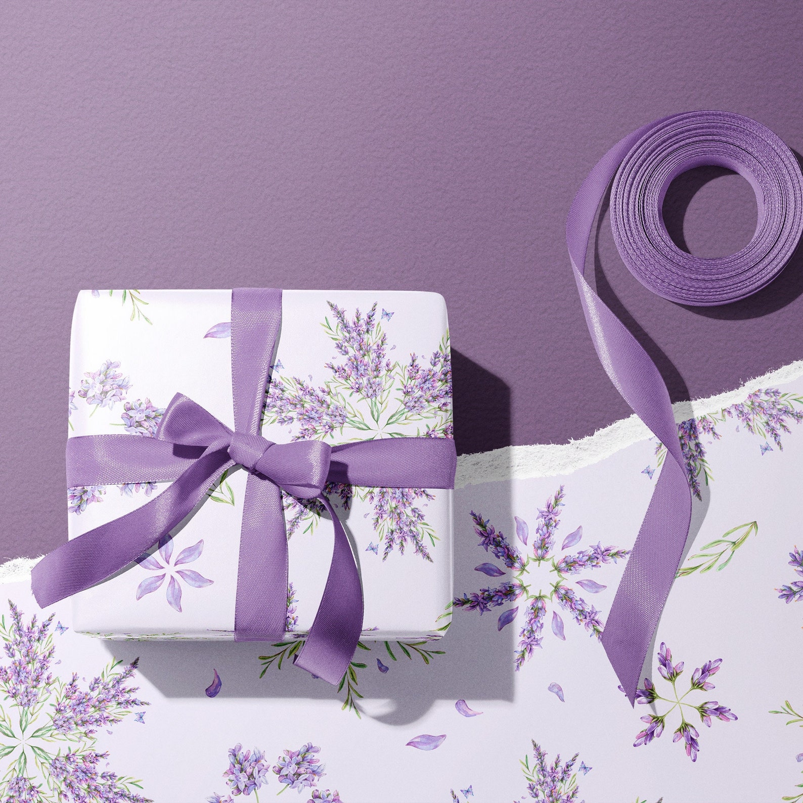Lavender Purple Christmas Gift Wrapping Paper Rolls Botanic - Etsy