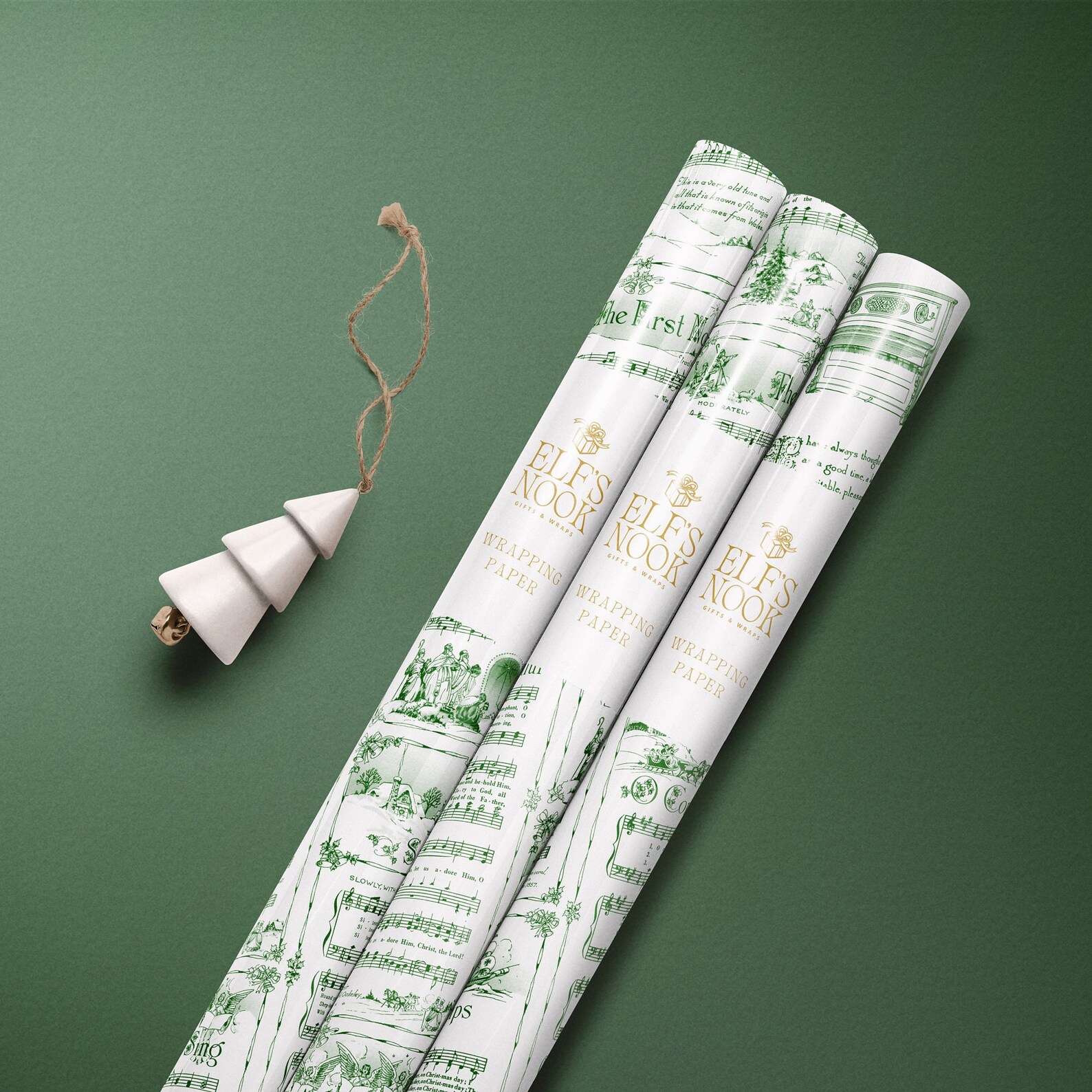 Christmas Carol Wrapping Paper Rolls Green Vintage Holiday - Etsy