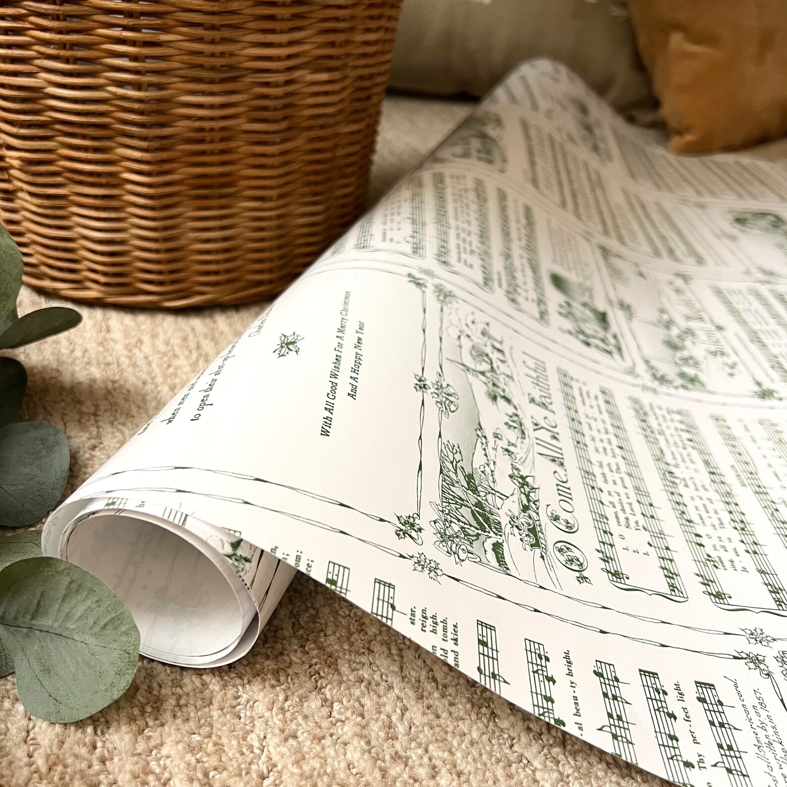 Christmas Carol Wrapping Paper Rolls Green Vintage Holiday - Etsy