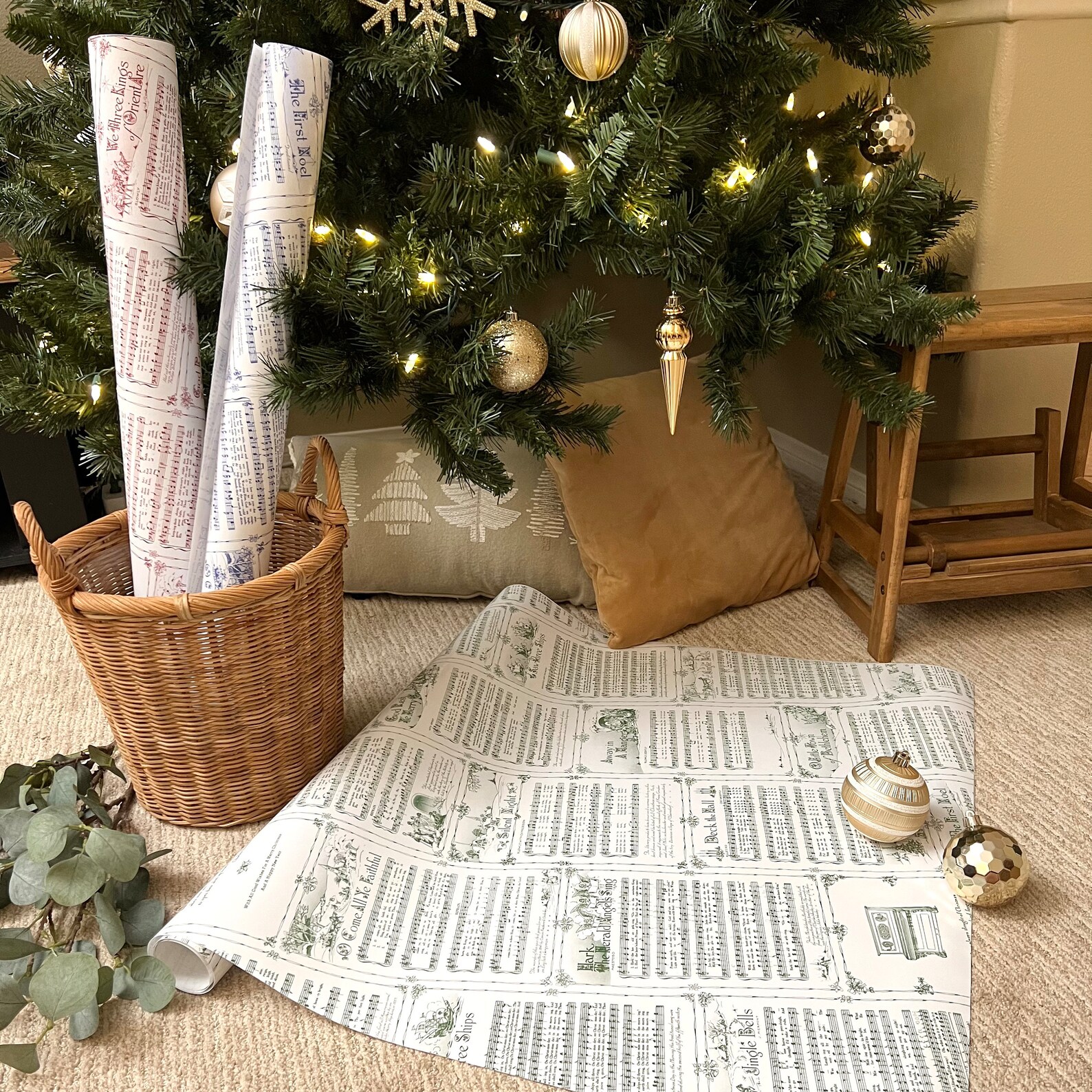 Christmas Carol Wrapping Paper Rolls Green Vintage Holiday - Etsy
