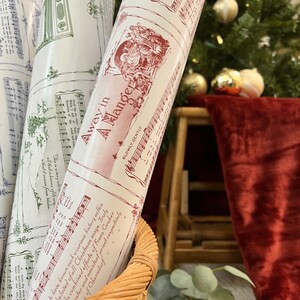 Christmas Carol Red Wrapping Paper Rolls Vintage Festive - Etsy