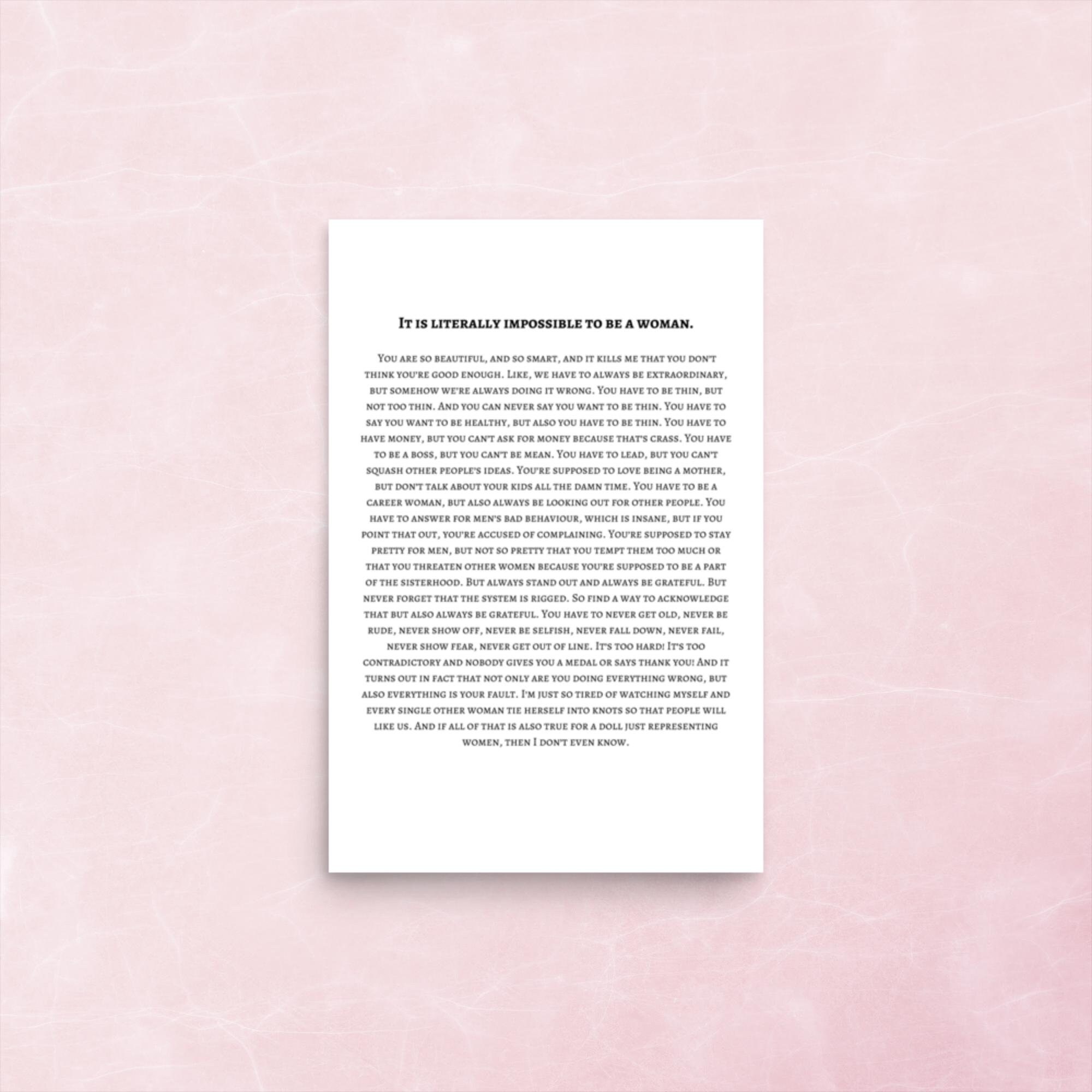 Gloria's Monologue Quote Poster Greta Gerwig's Barbie 2023 - Etsy