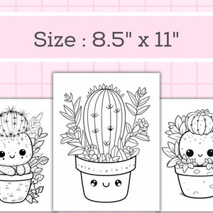 Kawaii Coloring Pages Vol. 4 50 Pages Cute Cactus and - Etsy