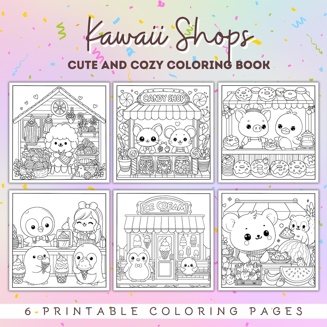 Kawaii Shops: Cute and Cozy Coloring Books - Etsy