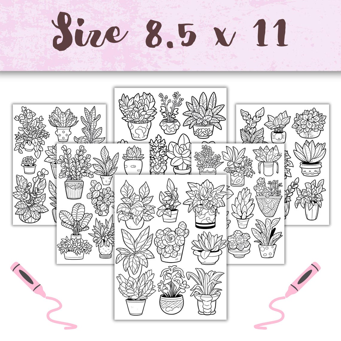 House Plant Coloring Pages 50 Pages Plant Coloring Pages for Relaxation ...