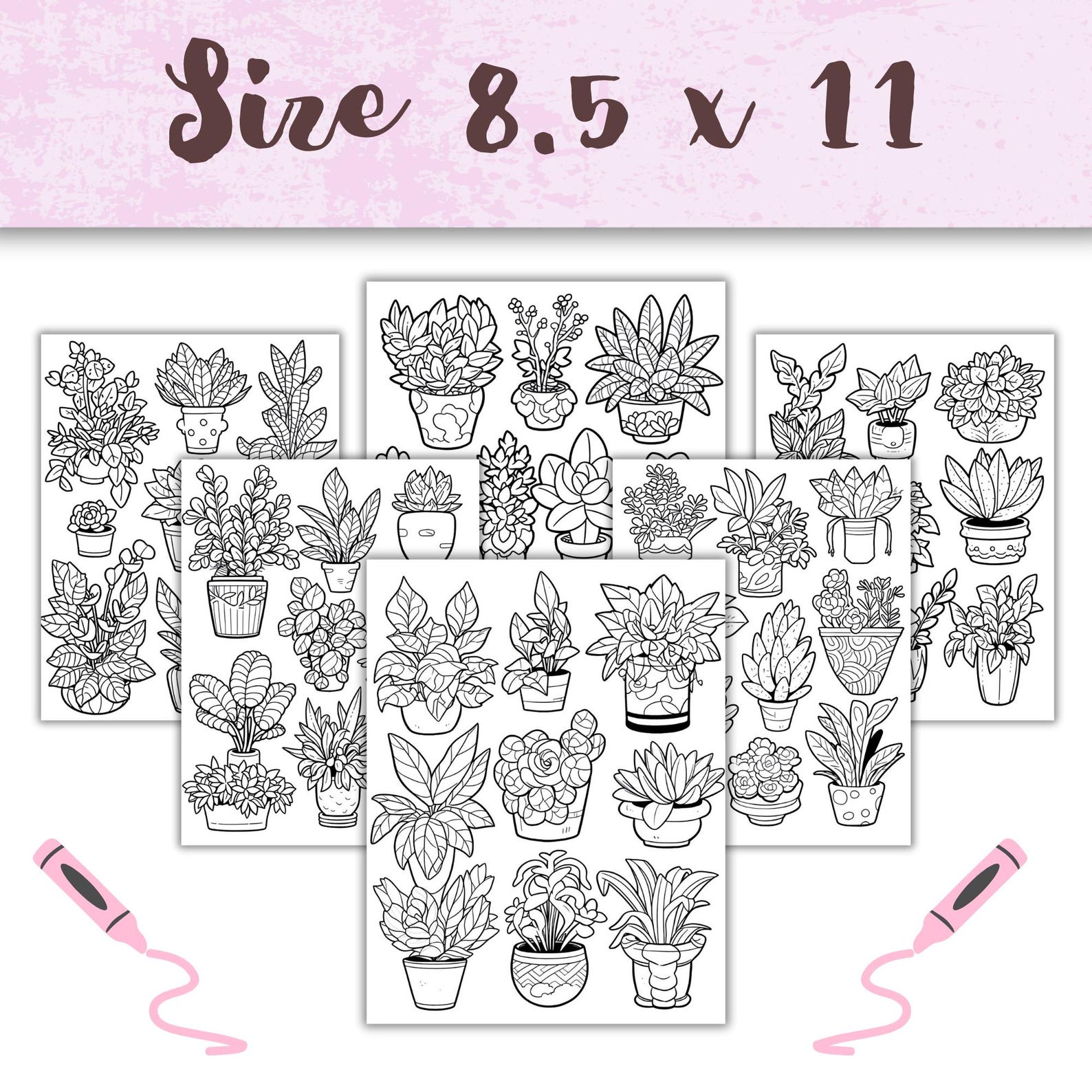 House Plant Coloring Pages 50 Pages Plant Coloring Pages for Relaxation ...