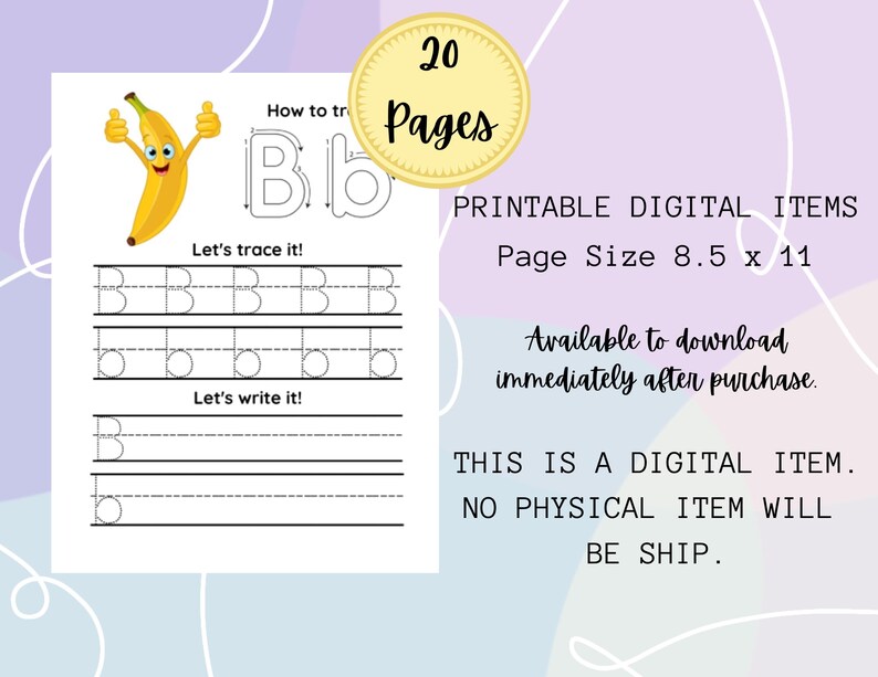 Letter B Tracing Pages | 20 Pages | for Kids Learning | Learn to Trace ...