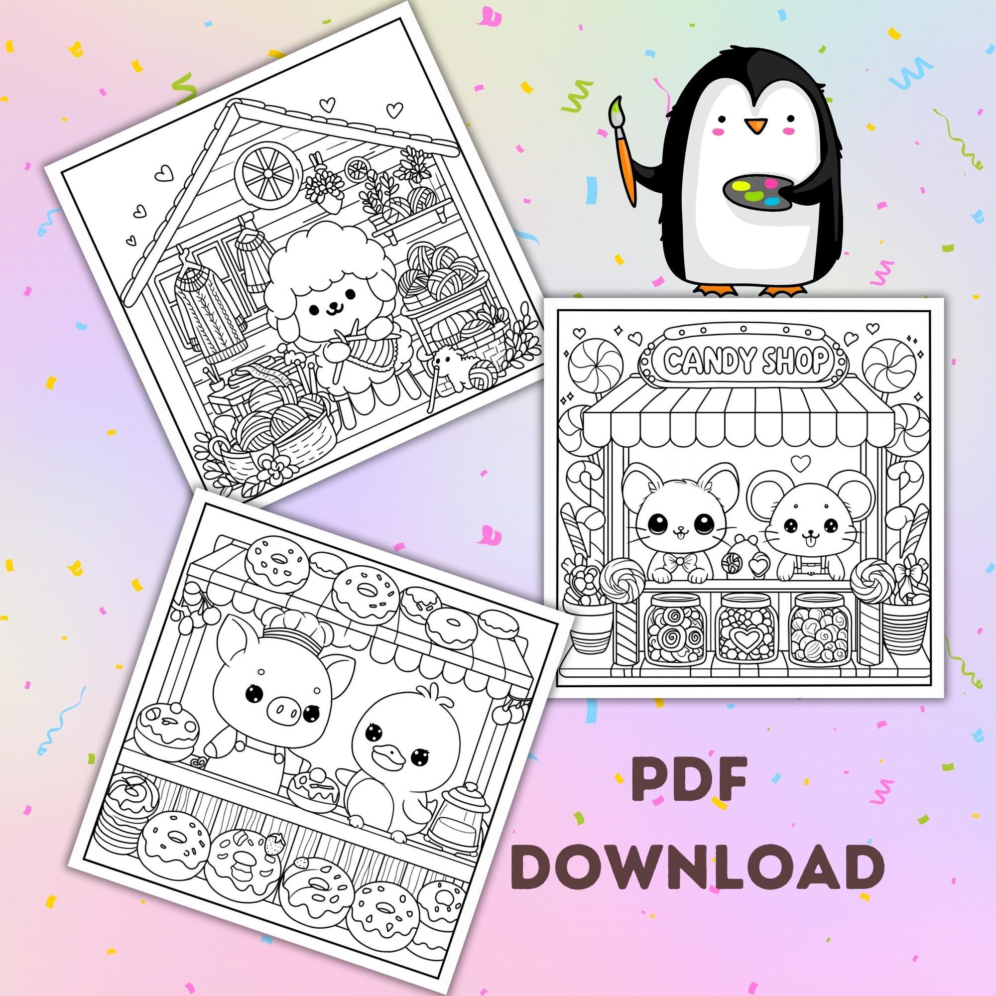 Kawaii Shops: Cute and Cozy Coloring Books - Etsy