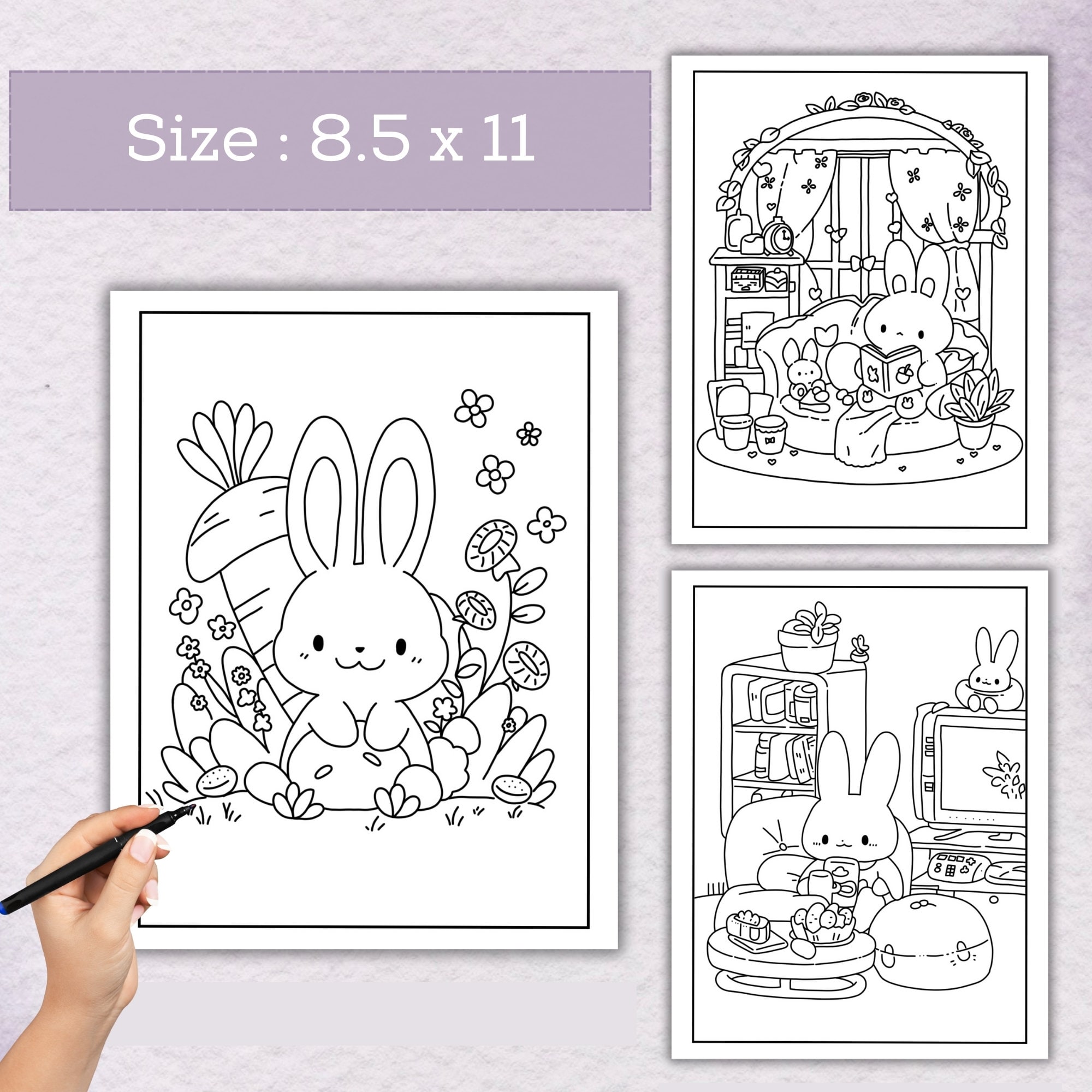 Kawaii Coloring Pages for Easter Cozy Coloring for Kids and Adult Cute ...
