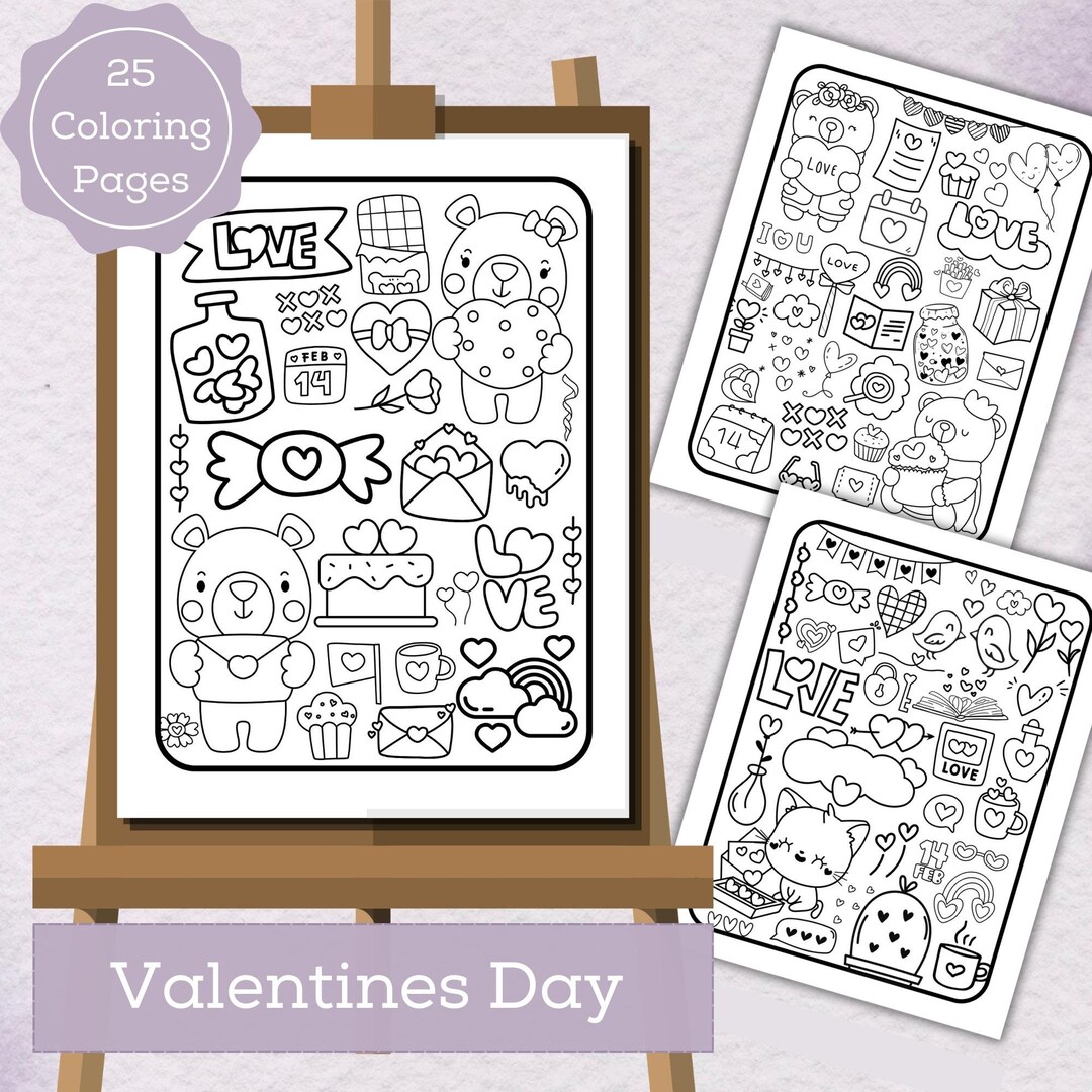 Valentines Day Coloring Pages | 25 Pages | Fun Hearts Coloring Pages ...