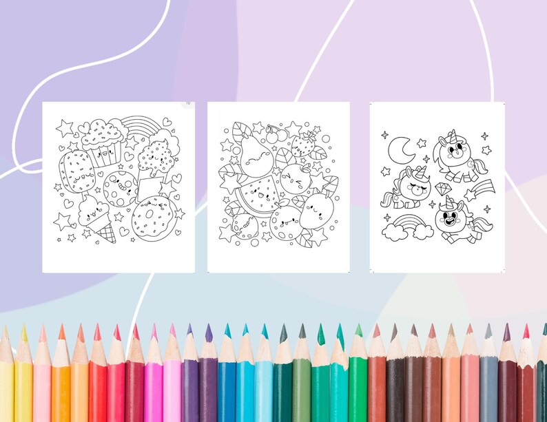 Kawaii Coloring Pages 50 Pages Cute Coloring Pages for - Etsy