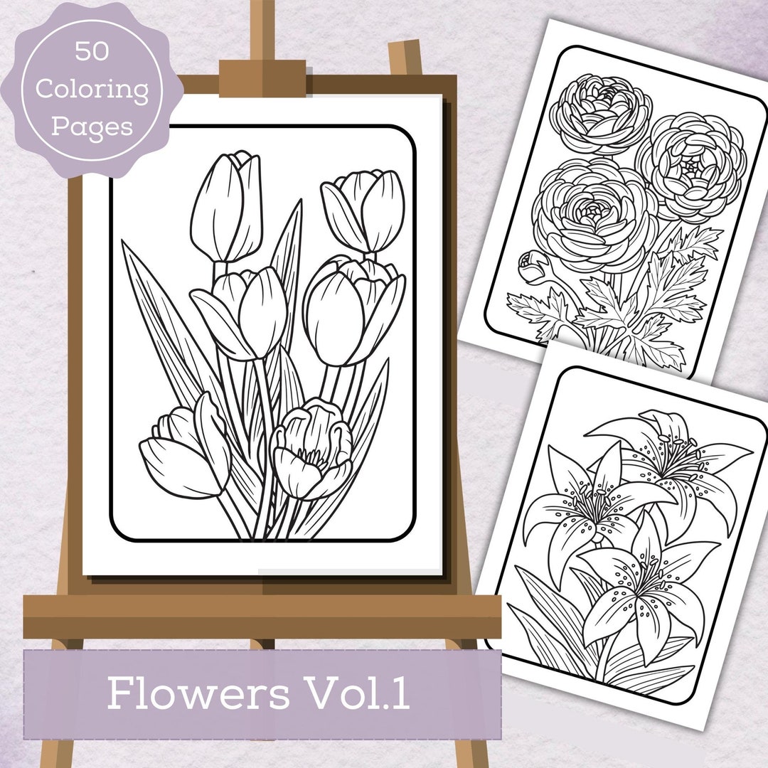Flower Coloring Pages | 50 Pages | Fun Floral Coloring Pages | for Kids ...