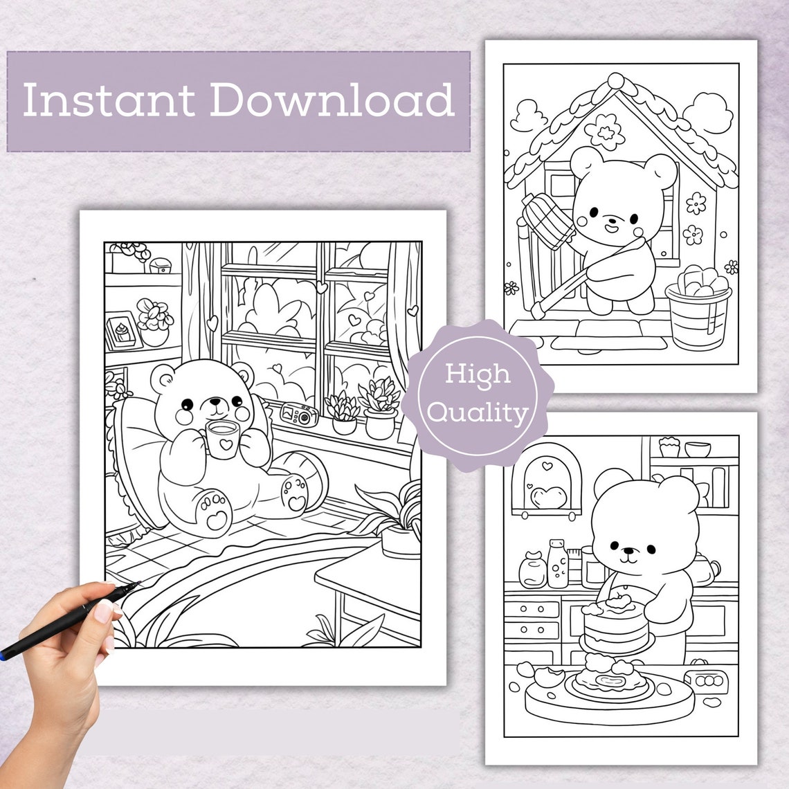 Kawaii Coloring Pages for Kids and Adults Cozy Coloring Pages Cute ...
