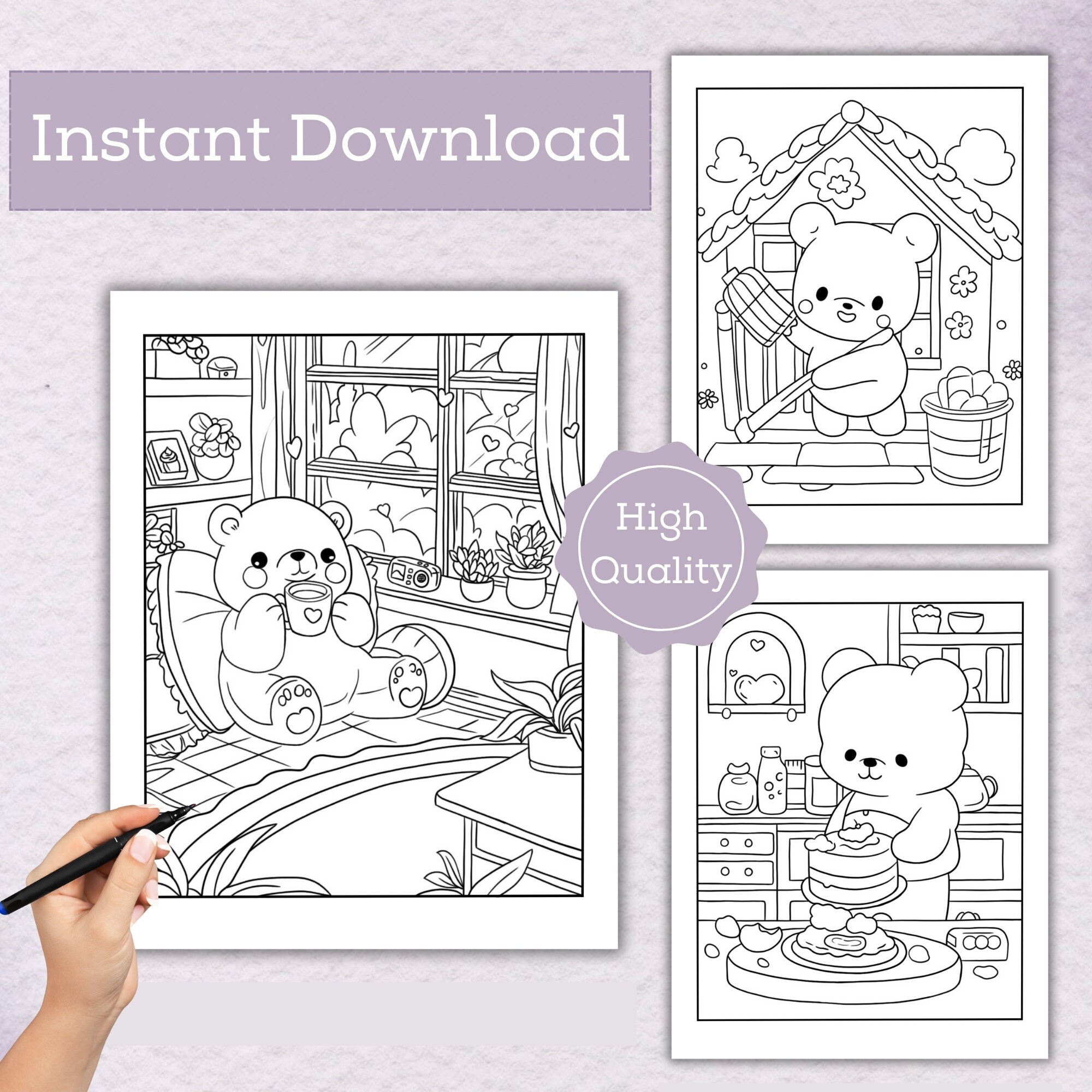Kawaii Coloring Pages for Kids and Adults Cozy Coloring Pages Cute ...