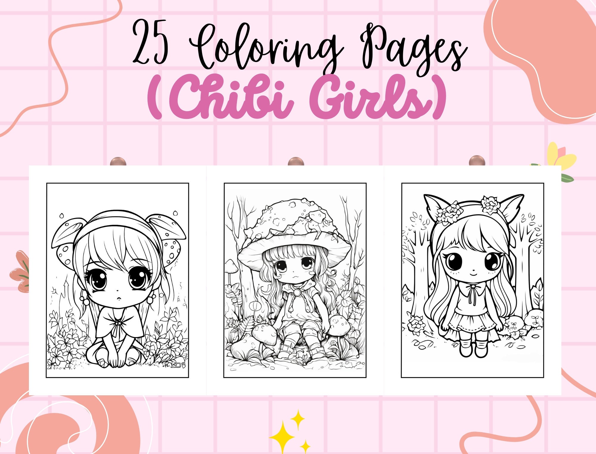 Chibi Girls Coloring Pages 25 Pages Cute Chibi Girls - Etsy