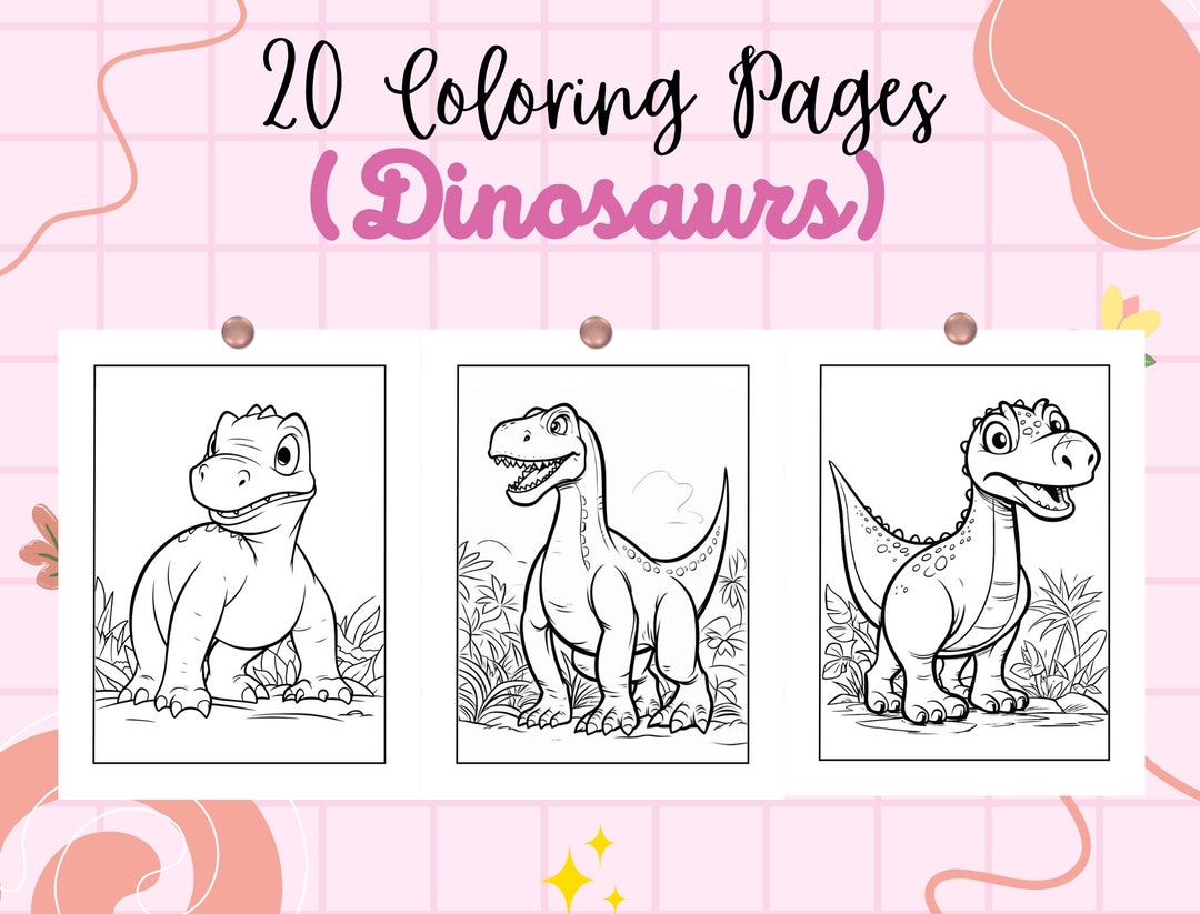 Dinosaurs Coloring Pages 20 Pages Dinosaurs for Kids - Etsy