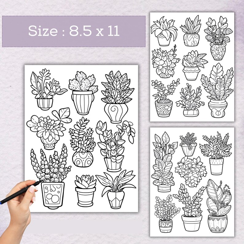 House Plant Coloring Pages 50 Pages Plant Coloring Pages for Relaxation ...