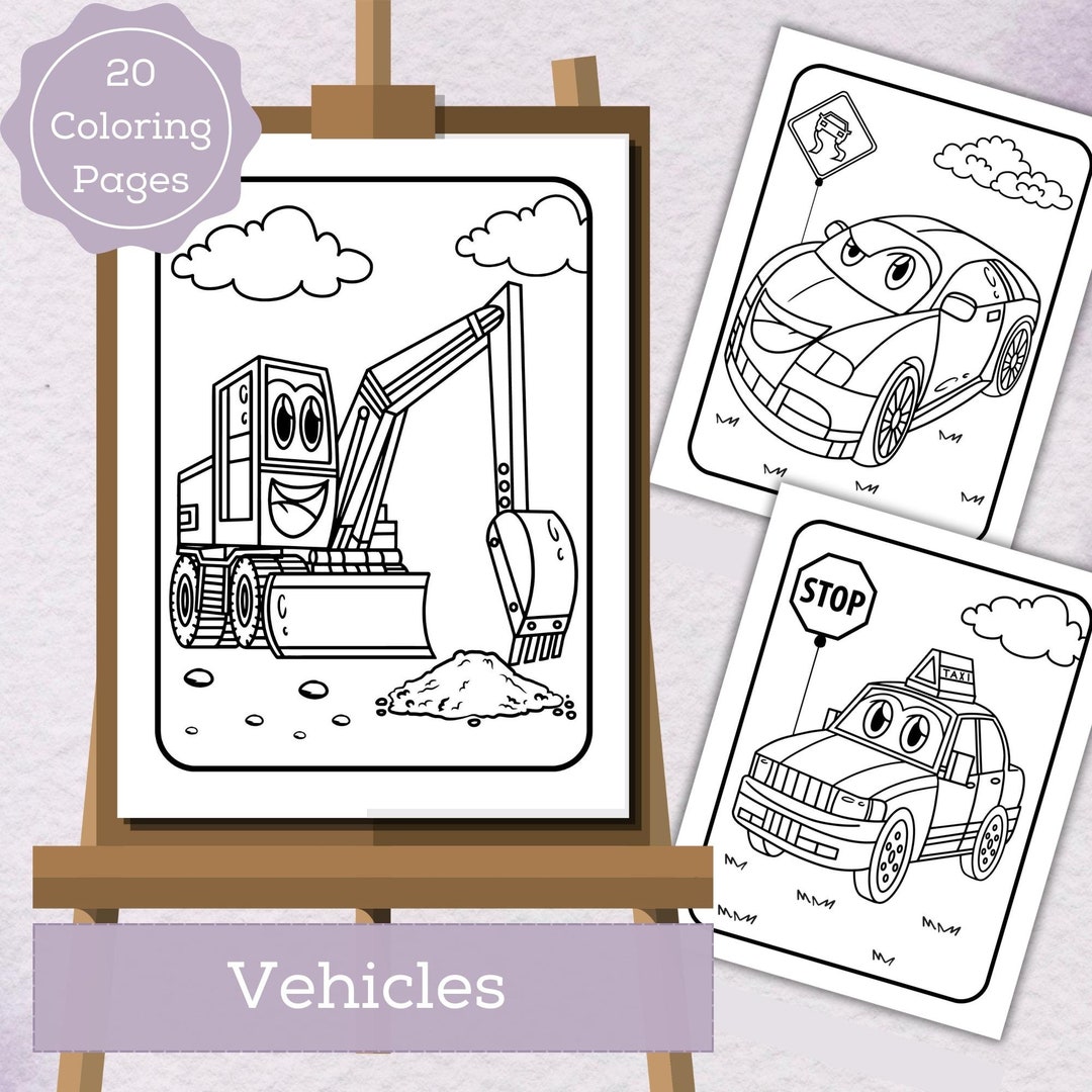 Vehicles Coloring Pages | 20 Pages | Cute Coloring Pages | for Kids and ...