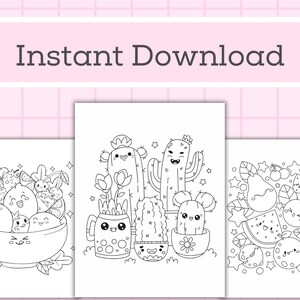 Kawaii Coloring Pages 50 Pages Cute Coloring Pages for - Etsy
