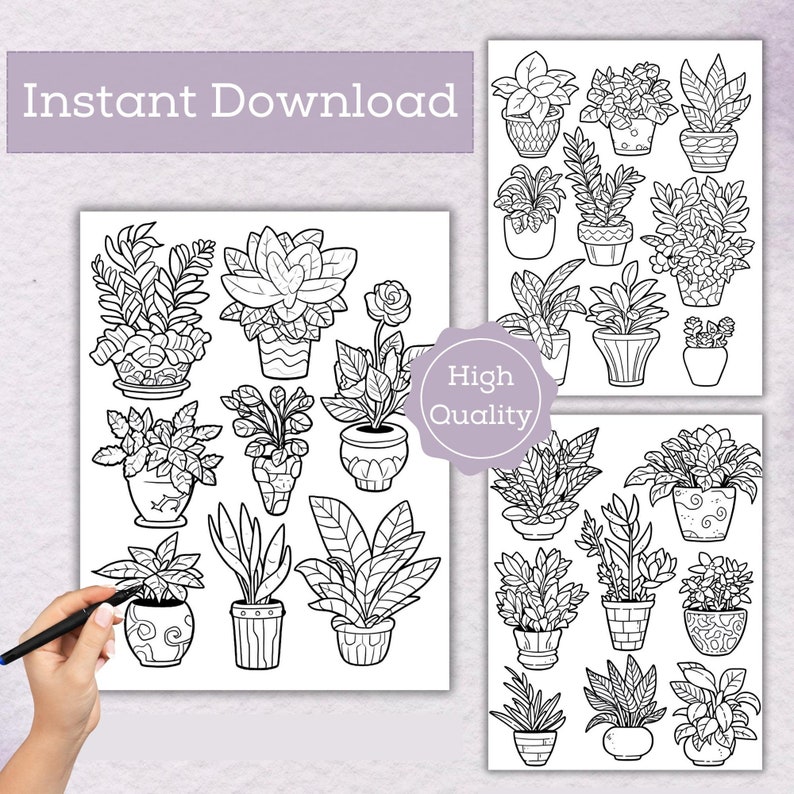 House Plant Coloring Pages 50 Pages Plant Coloring Pages for Relaxation ...
