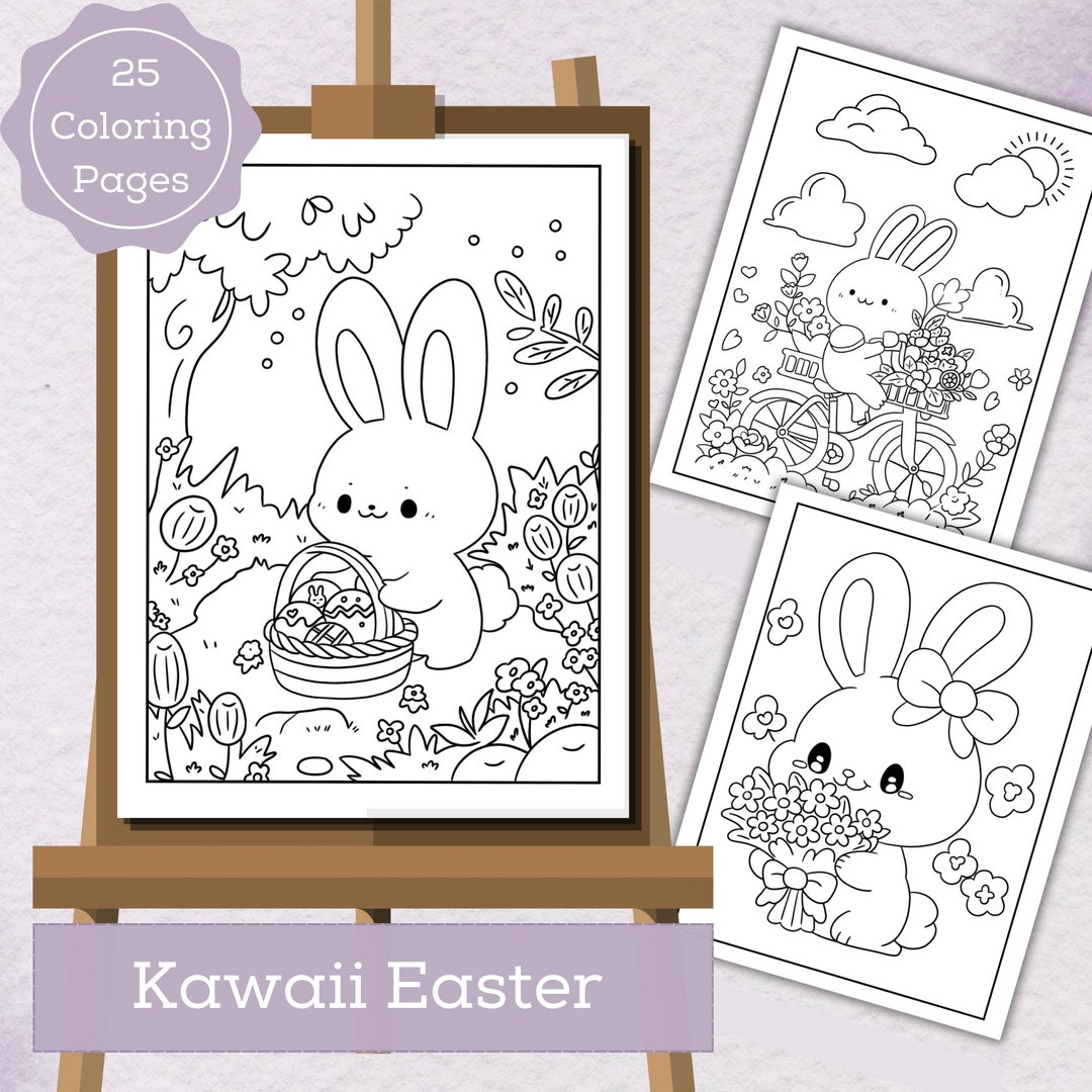 Kawaii Coloring Pages for Easter Cozy Coloring for Kids and Adult Cute ...