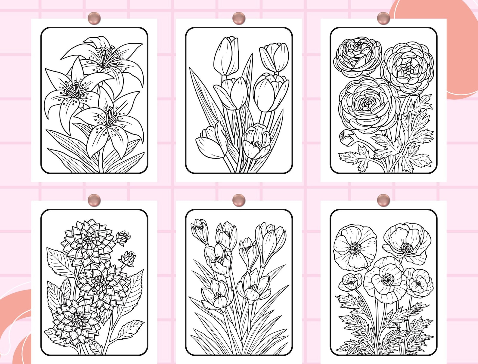 Flower Coloring Pages 50 Pages Fun Floral Coloring Pages - Etsy