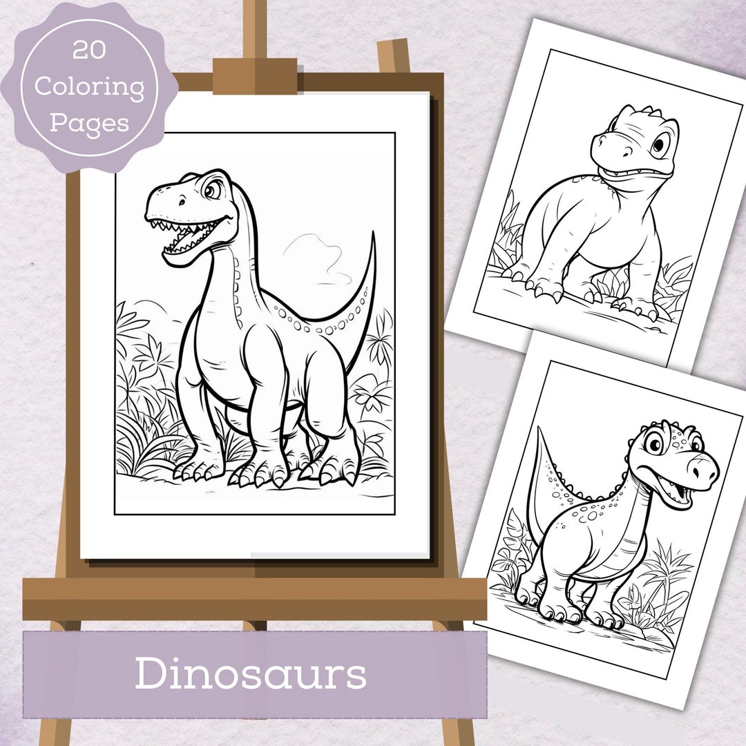 Dinosaurs Coloring Pages | 20 Pages | Dinosaurs for Kids | Cute ...