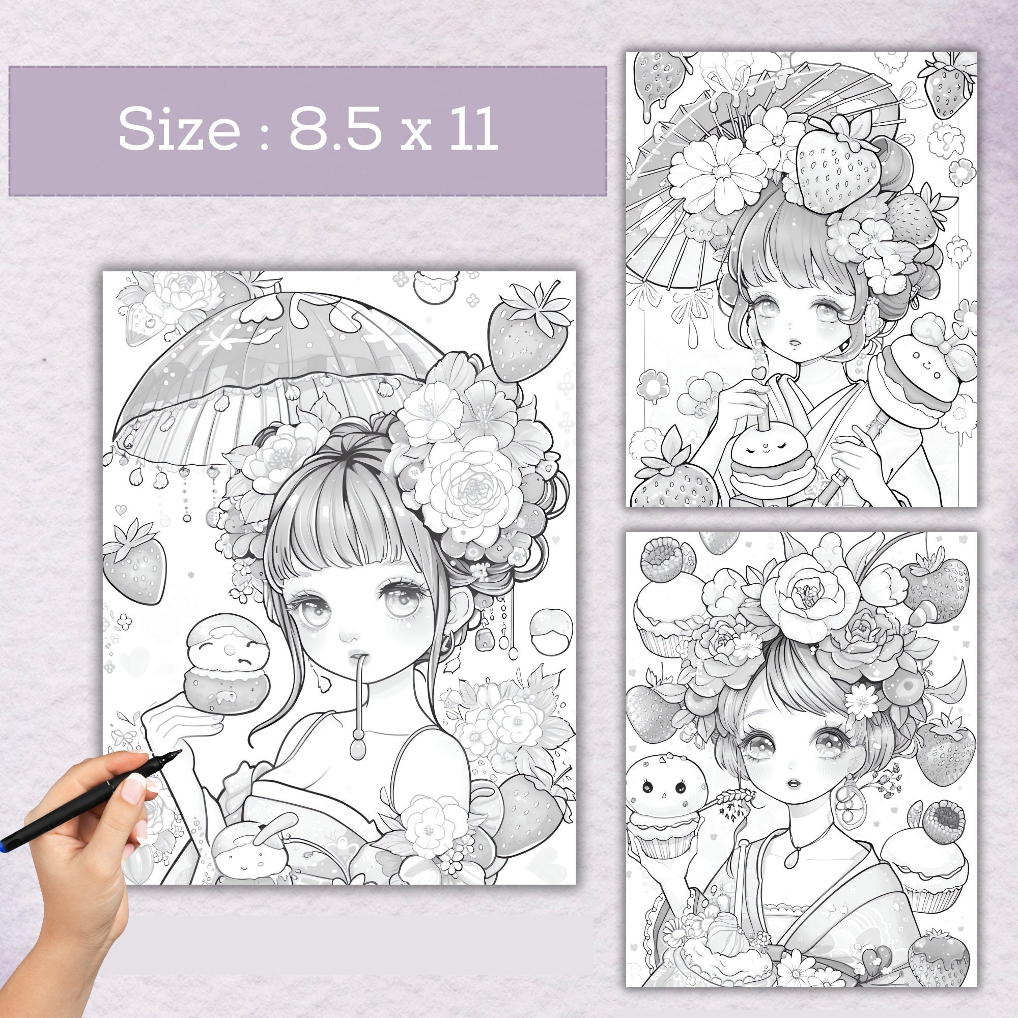 Kimono Girls Coloring Pages 30 Pages Japanese Geisha Girls Cute ...