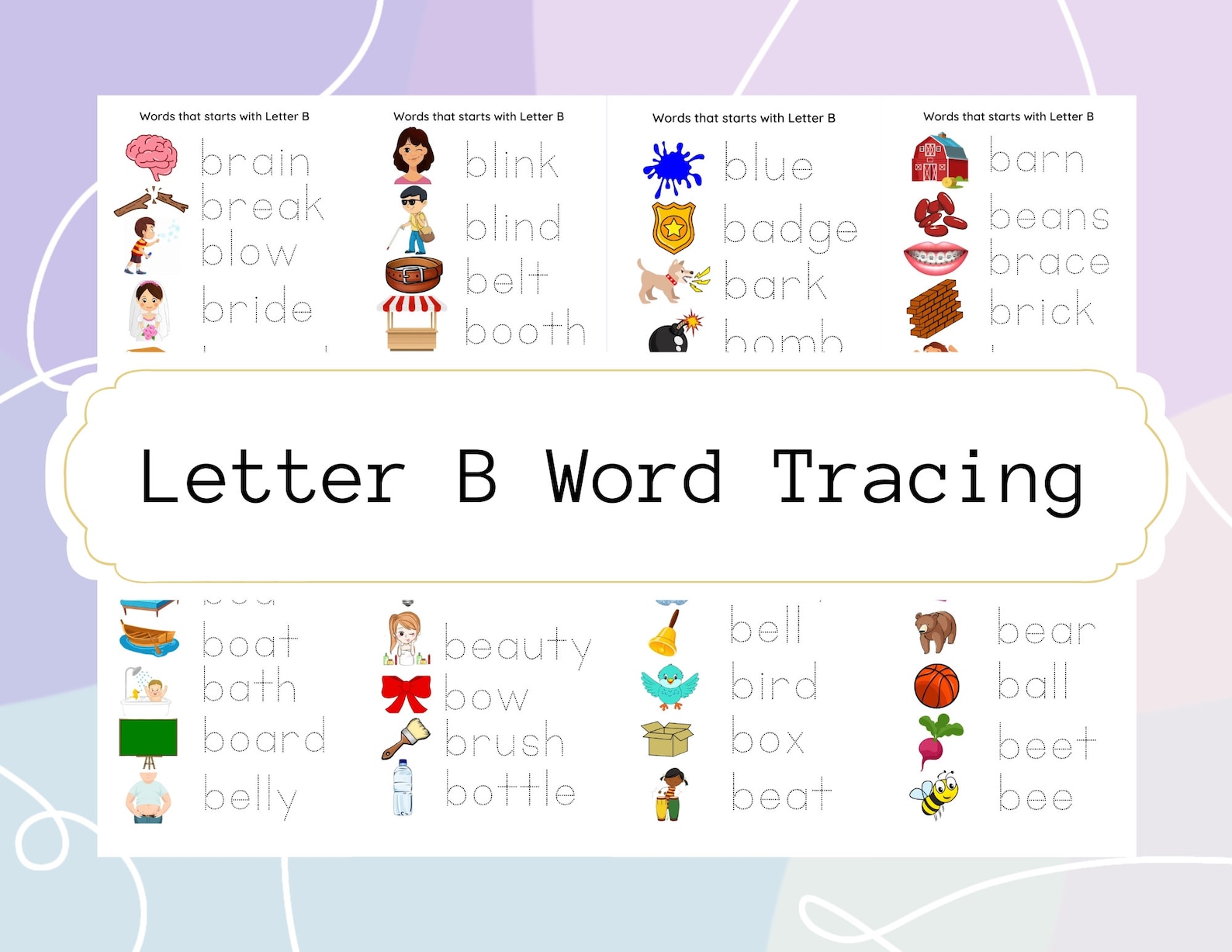 Letter B Tracing Pages | 20 Pages | for Kids Learning | Learn to Trace ...