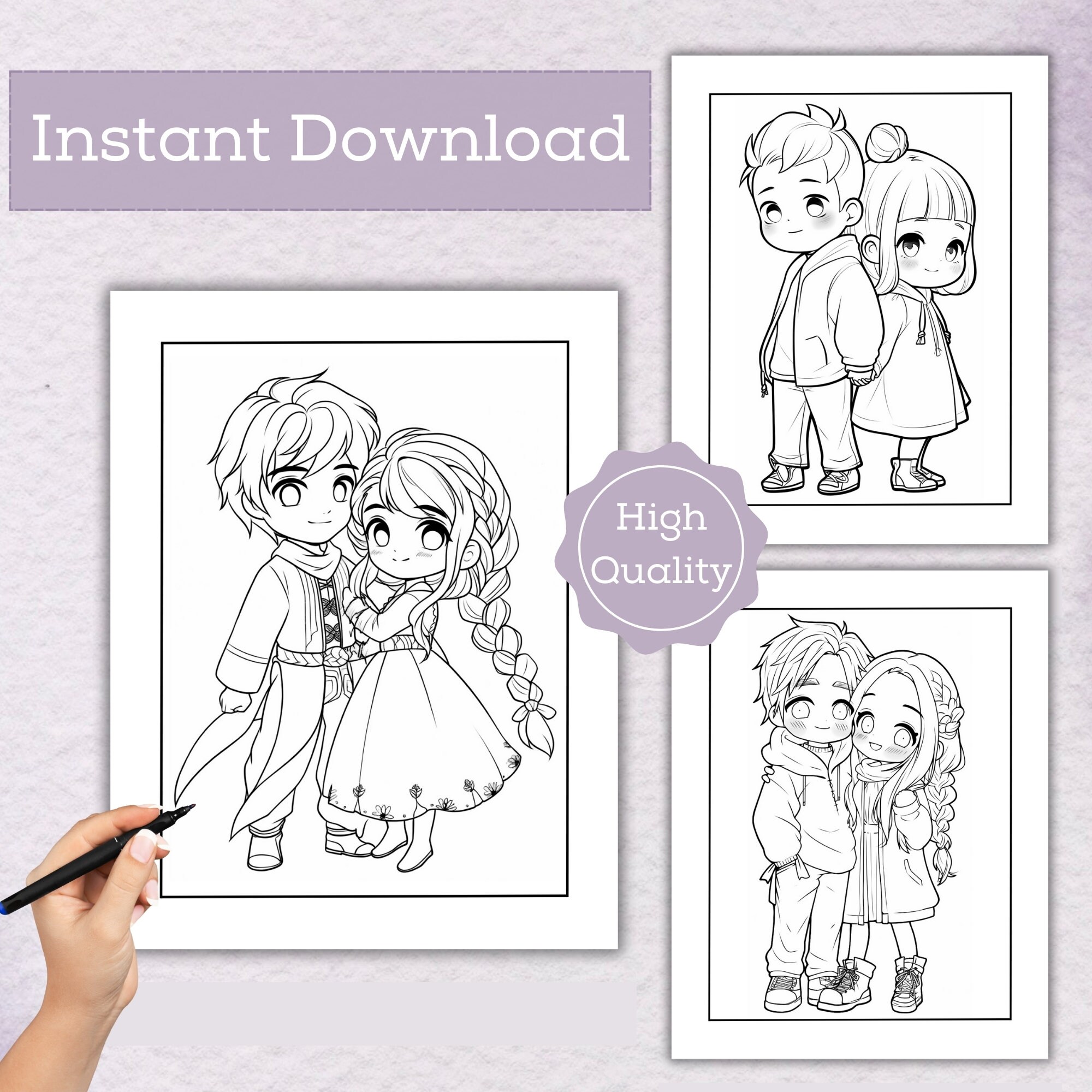 Chibi Coloring Pages Cute Chibi Couple Coloring Pages for Kids and ...