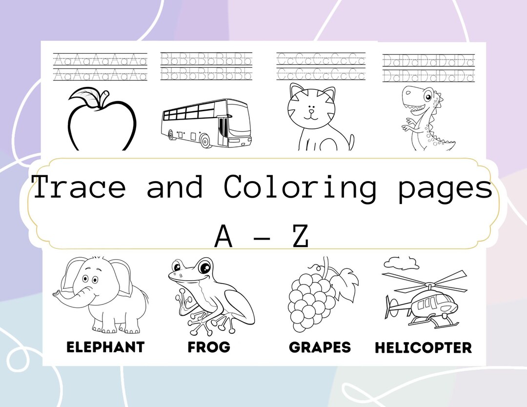 Tracing and Coloring Pages | 25 Pages | for Kids Learning | for ...