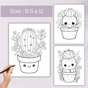 Kawaii Coloring Pages Vol. 4 | 50 Pages | Cute Cactus and Plants | Cute ...