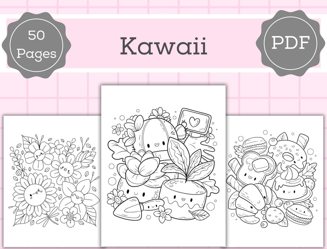 Kawaii Coloring Pages 50 Pages Cute Coloring Pages for - Etsy