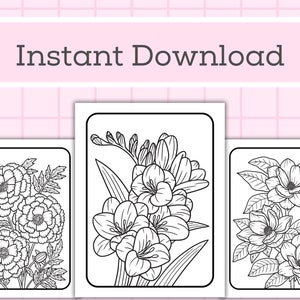 Flower Coloring Pages 50 Pages Fun Floral Coloring Pages - Etsy
