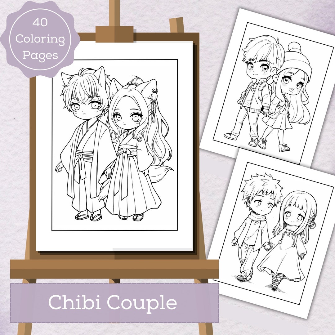 Chibi Coloring Pages Cute Chibi Couple Coloring Pages for Kids and ...