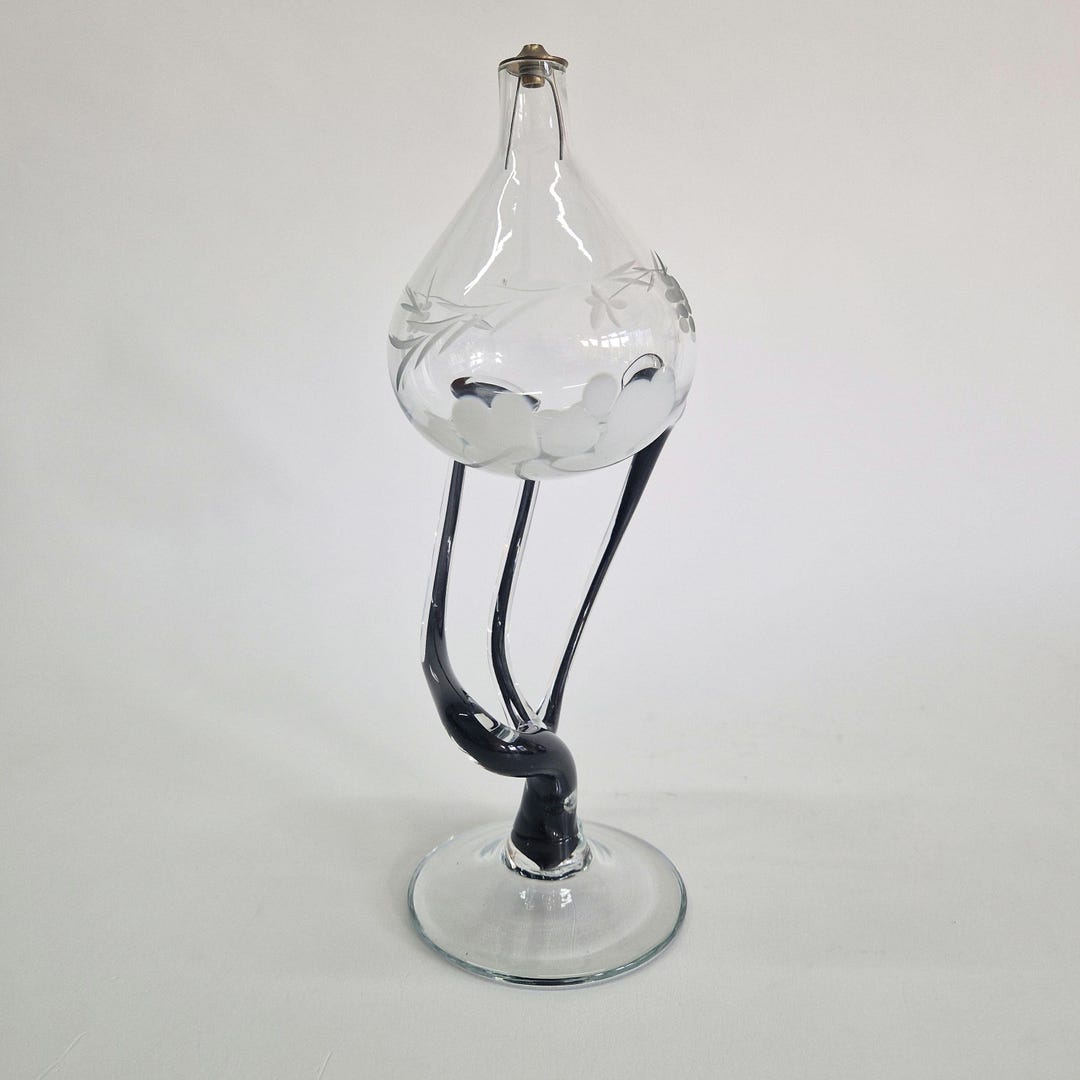 Vintage Krosno Glass Oil Lamp Burner, Octopus Jelly Fish Glass. From ...