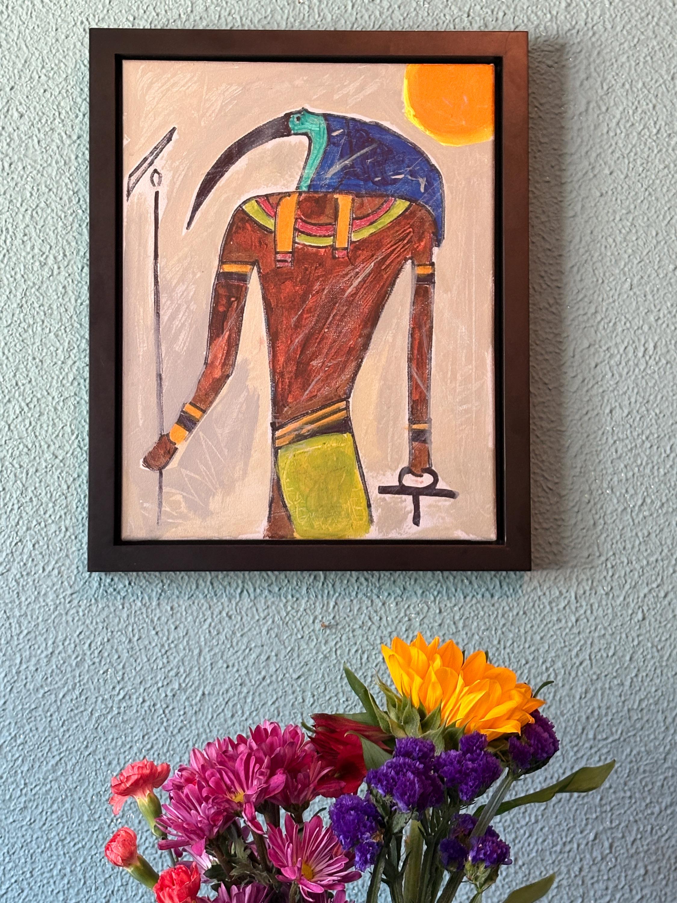 Original Art Egyptian God Painting thoth Ancient Egyptian God of the ...