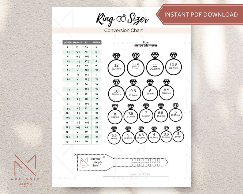 Printable Ring Sizer Accurate Ring Size Finder Measuring - Etsy