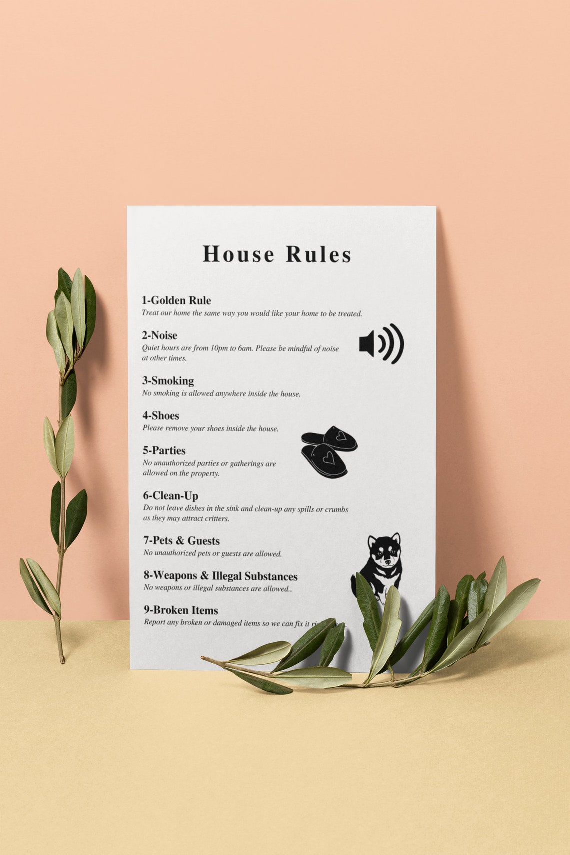 1 Page Airbnb House Rules Sign in 3 Sizes - Letter | 8x10 | A4 - Etsy