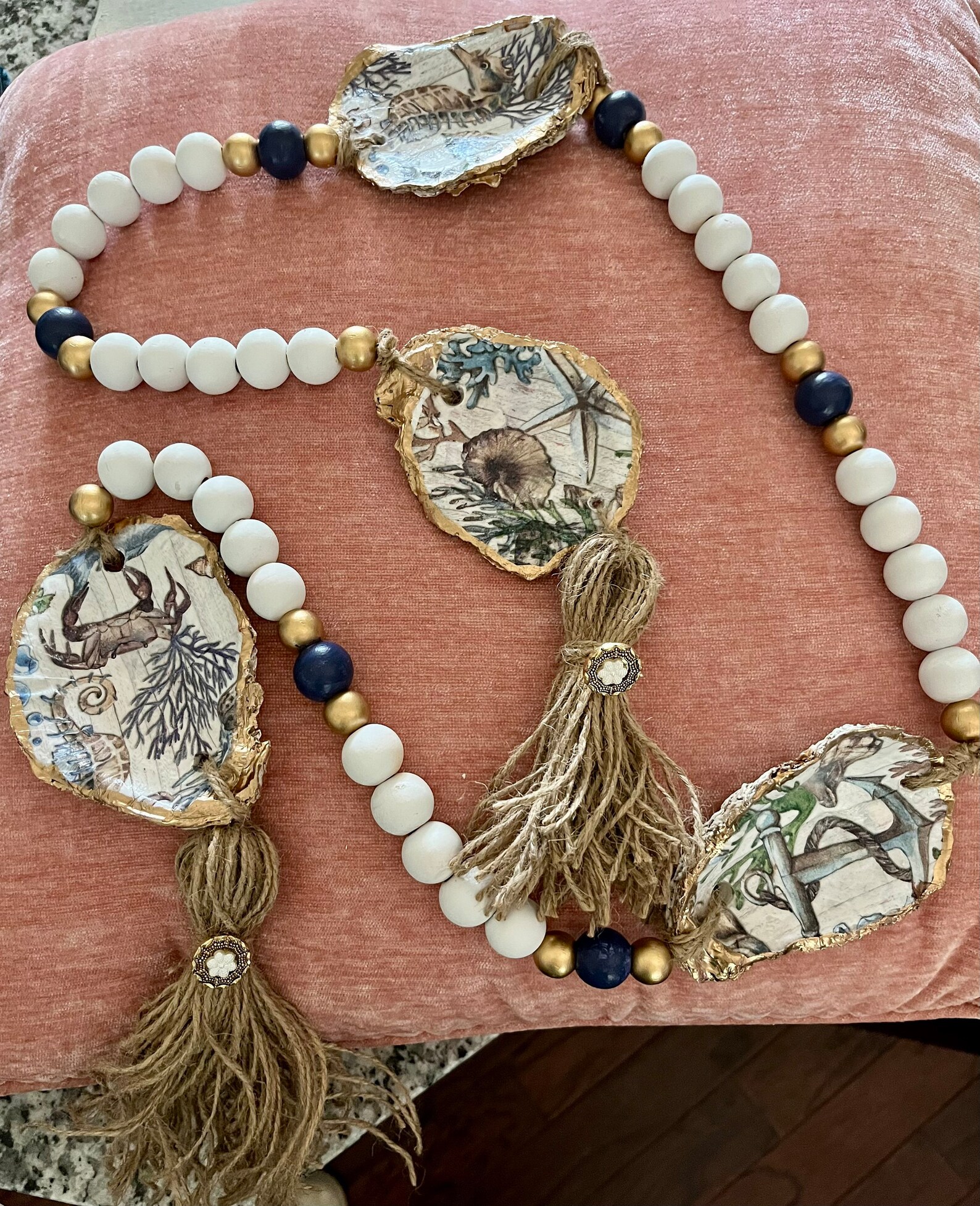 Gilded Oyster Shell Wood Beaded Garland 42 Inches Long in the Following ...