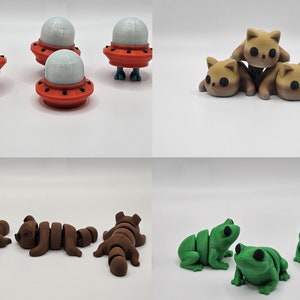 Cute and Fun 3D Printed Baby/tiny Zou3d Articulated Axolotl, Cat, Croc ...