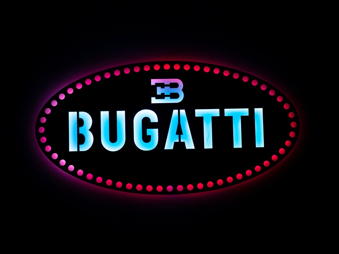 Bugatti Neon Led Sign Wood, Bugatti Wall Decor, Car Wall Art - Etsy