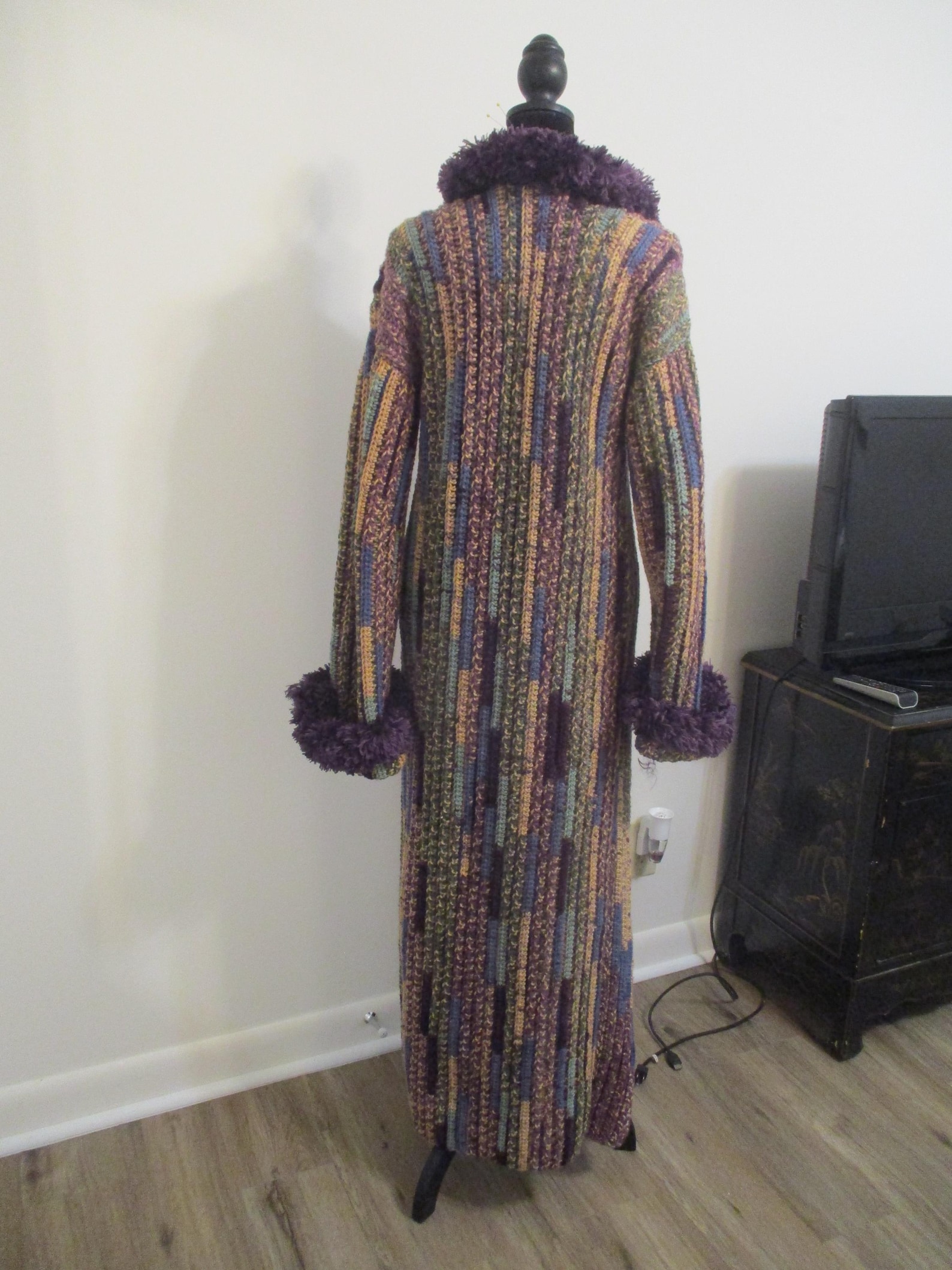 Ladies Maxi-length Cardigan With Fur Collar and Cuffs - Etsy