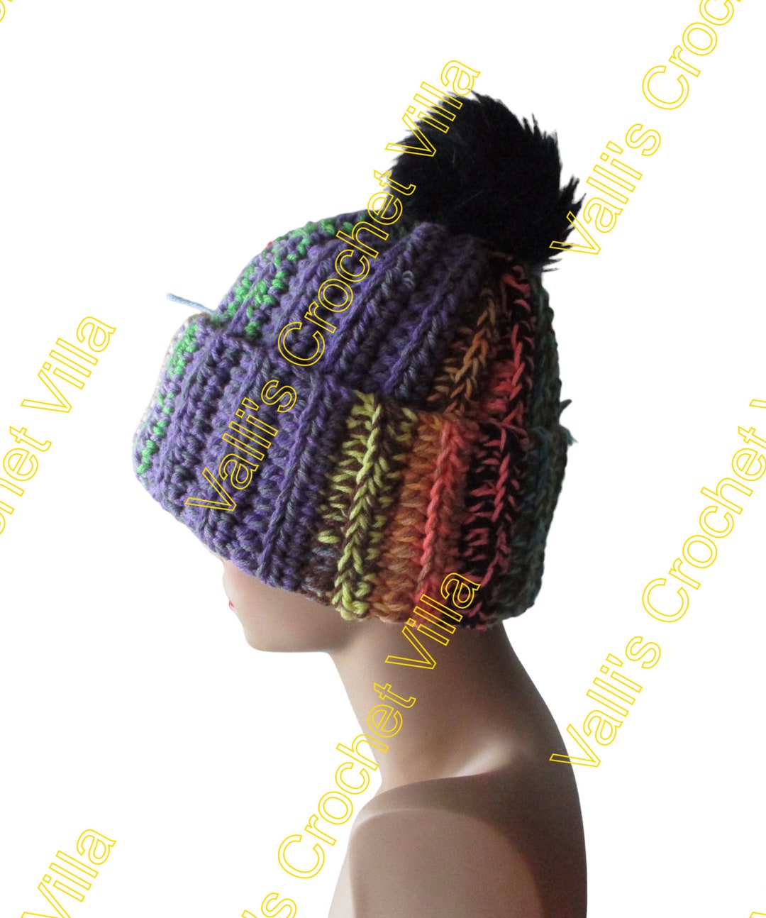 Crocheted Scrap Yarn Hat - Etsy
