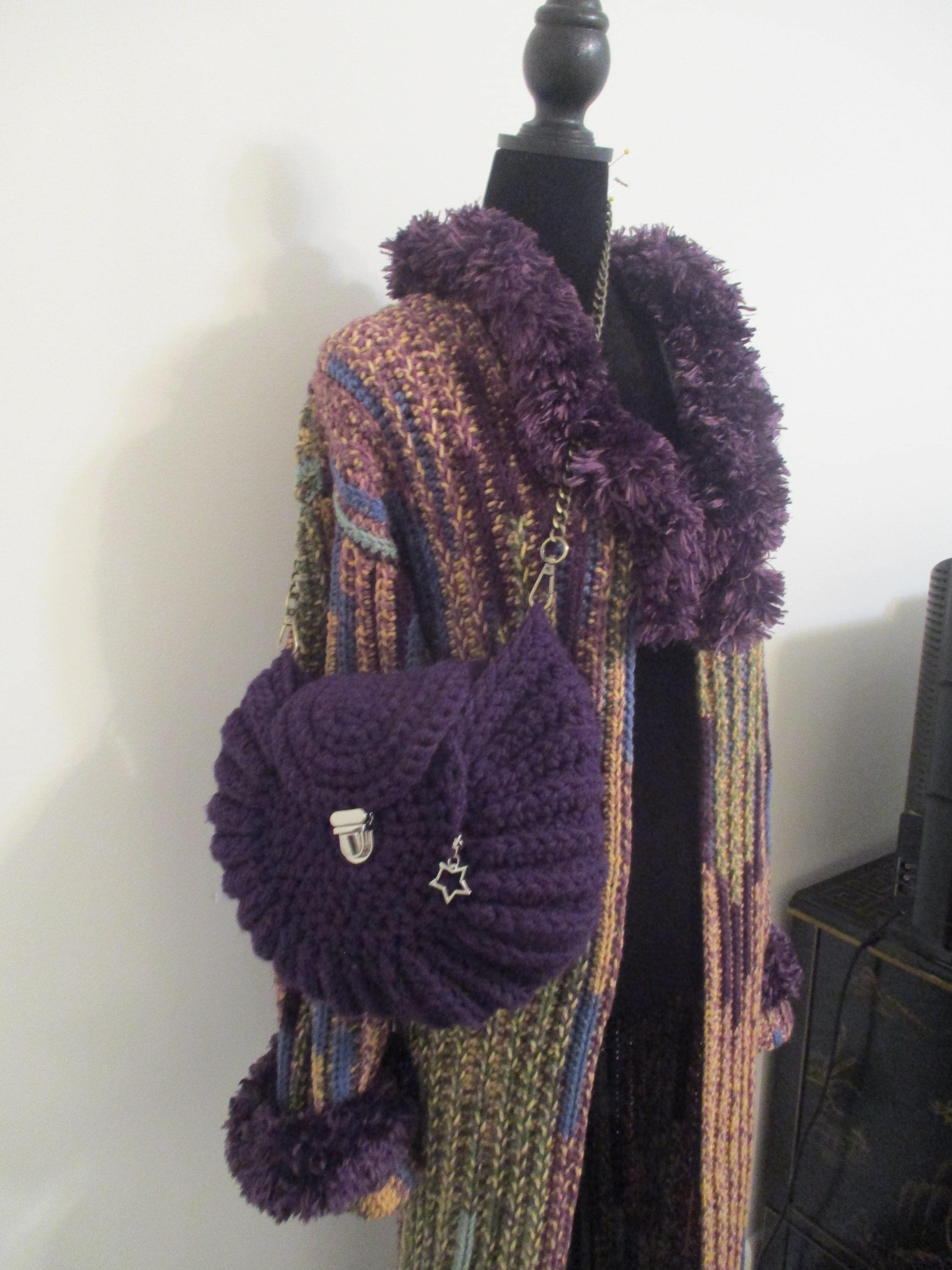 Ladies Maxi-length Cardigan With Fur Collar and Cuffs - Etsy