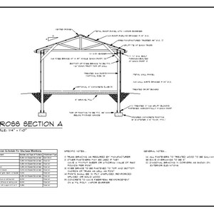 Blueprint for 16' X 24' - Post Framed Garage Plans (pole Barn) - Etsy