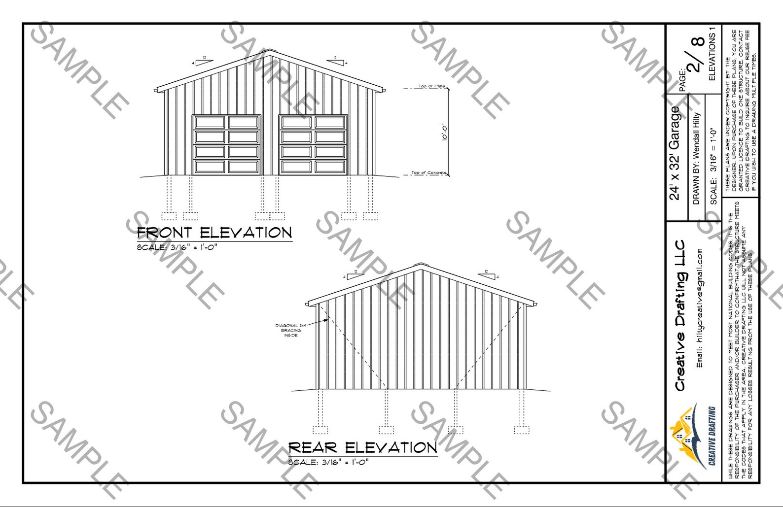 Digital Blueprint for 24' X 32' - Post Framed Garage Plans (pole Barn ...