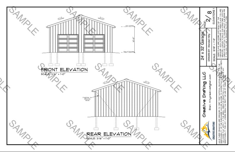 Blueprint for 24' X 32' - Post Framed Garage Plans (pole Barn) - Etsy
