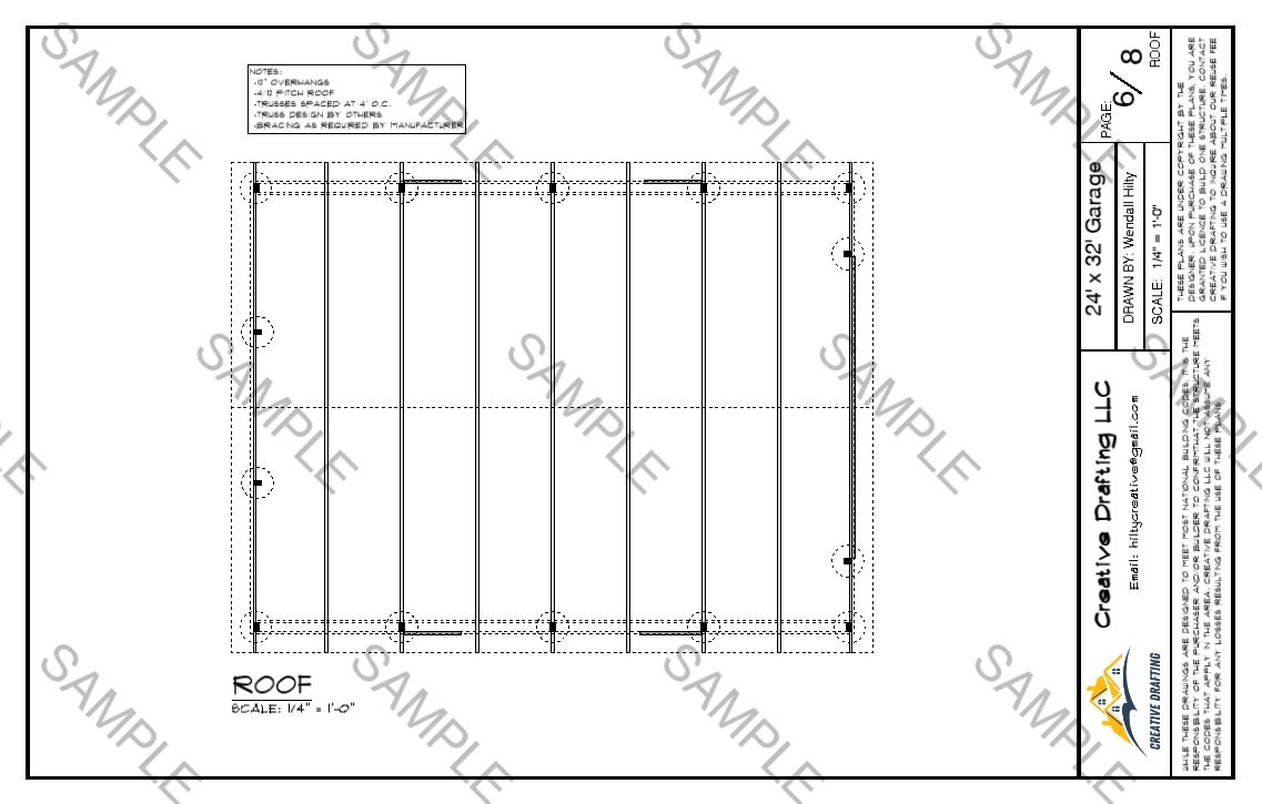 Digital Blueprint for 24' X 32' - Post Framed Garage Plans (pole Barn ...