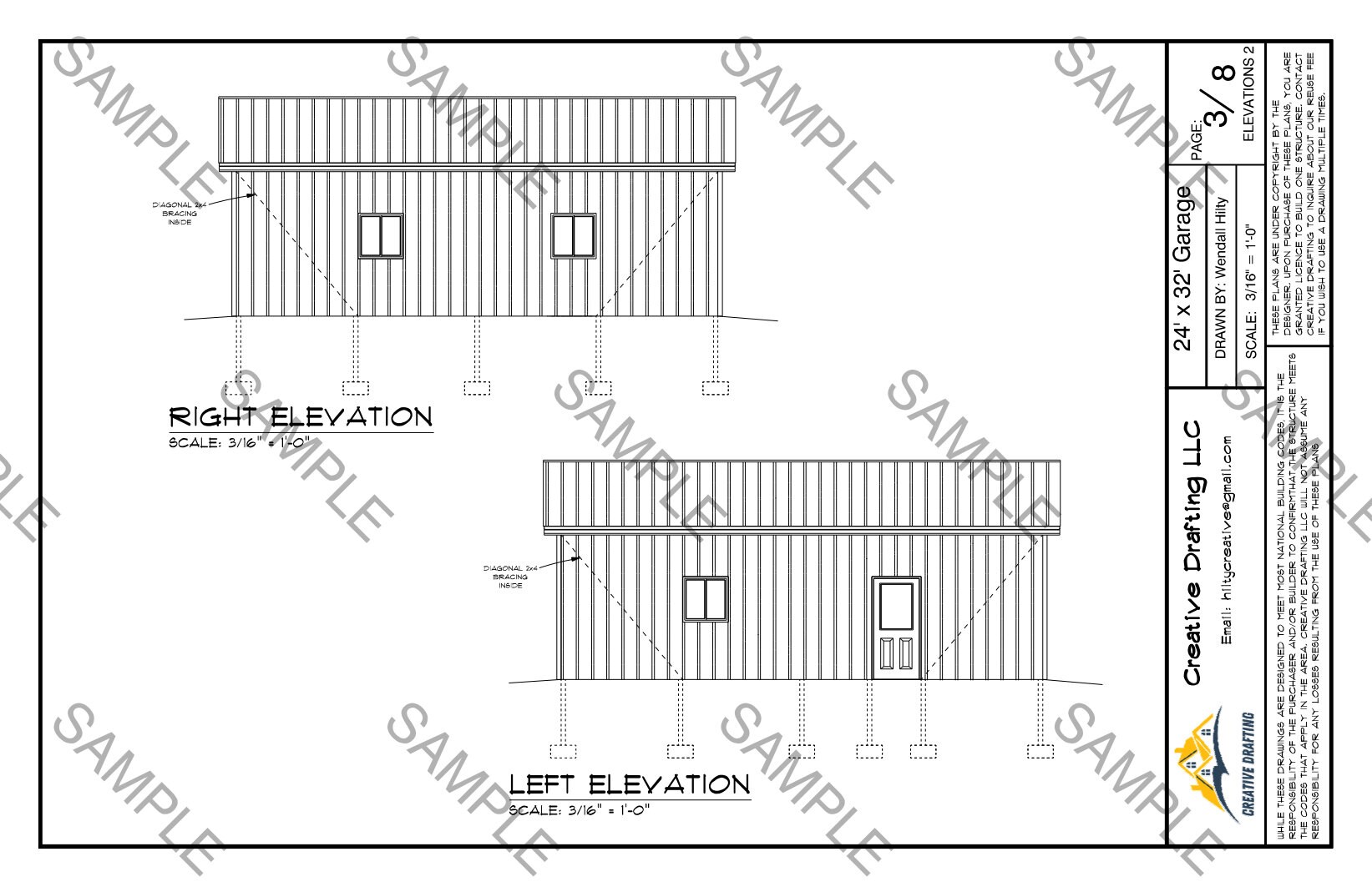 Digital Blueprint for 24' X 32' - Post Framed Garage Plans (pole Barn ...